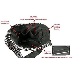 Tribe Azure Aztec Black White Woven Handmade Crossbody Hobo Women Shoulder Bag Sling Casual Large