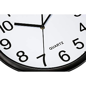 Bernhard Products Black Wall Clock 2 Pack Silent Non Ticking 10 Inch Bold Quality Quartz Battery Operated Round Easy to Read Home/Office/Classroom/School Clocks, Sweep Movement