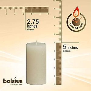 Bolsius Rustic Set of 6 Pillar Candles 2.75X 5 Inch Ivory - Romantic Unscented Dripless Dinner Decoration Table Candles Modern Look Great for Wedding, Home Décor, Bath, Gifts, (130x68mm)