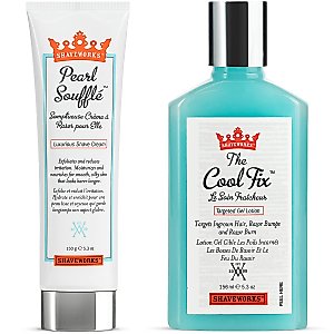 Shaveworks Post Waxing and Shaving Solution for Ingrown Hair, Razor Bumps and Razor Burns, The Cool Fix, 5.3 Fl Oz. and The Pearl Soufflé Shave Cream, 5.3 Fl Oz.