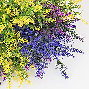 TELDRASSIL 18 Bundles Artificial Lavender Flowers Outdoor UV Resistant Fake Plastic Flowers Faux Plastic Shrubs for Indoor Outdoor Window Home Garden Decoration