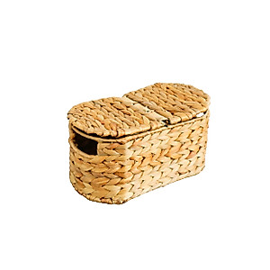 Eden Grace Handmade Oval Woven Wicker Basket with Lid - Stylish Storage Solutions for Home Organization Large