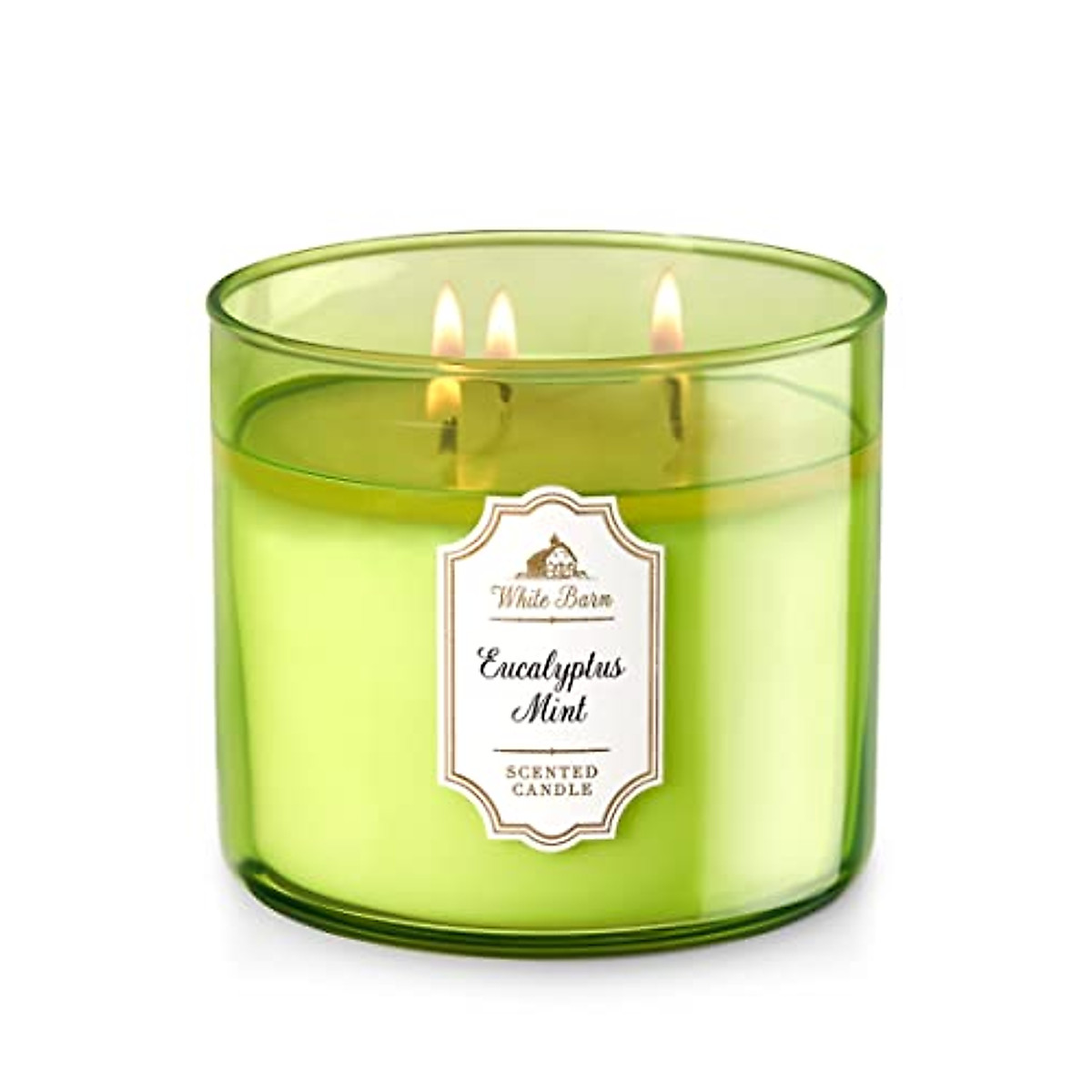 Dpnamron Bath & Body Works White Barn Eucalyptus Mint Scented 3 Wick Candle 14.5 oz./411 g
