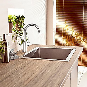 WOWOW Single Handle Bar Sink Faucet 1 Hole Bar Faucet Brushed Nickel Small Kitchen Faucet Modern Commercial Faucet for Sinks RV Sink Faucet with Water Supply Lines