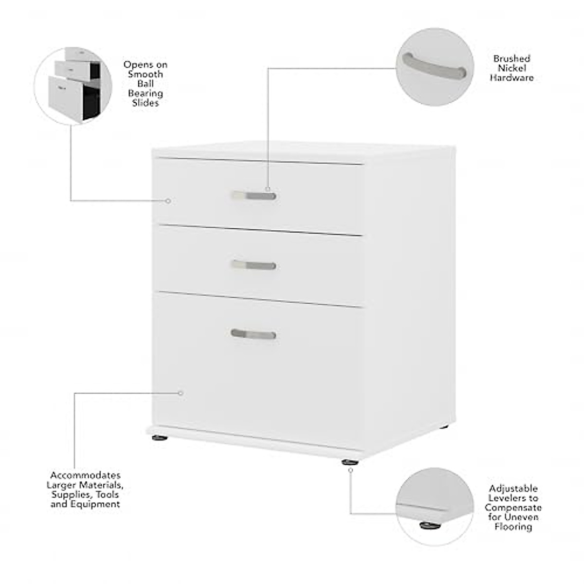 Bush Business Furniture Universal Laundry Room Storage Cabinet with Drawers, White