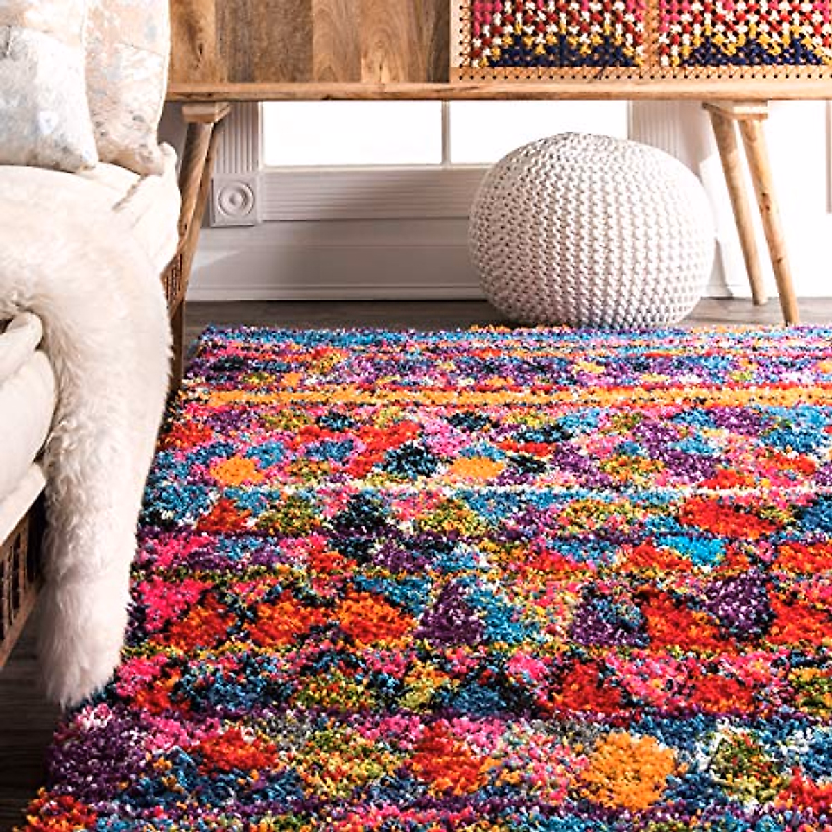 nuLOOM Leisha Moroccan Shag Area Rug, 5' 3" x 7' 6", Multi