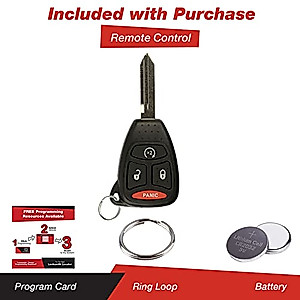 KeylessOption Keyless Remote Start Fob Uncut Car Ignition Key for Dodge Dakota, Ram, Durango, KOBDT04A, OHT692714AA