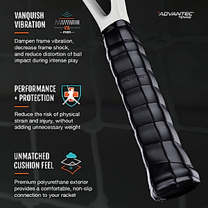 Vibration Dampening Tennis Racket Grip Tape – Advanced Polymer Technology – Dampens Frame Vibration – Simple Adhesive-Free Installation – Optimize Response and Control by VT Advantec