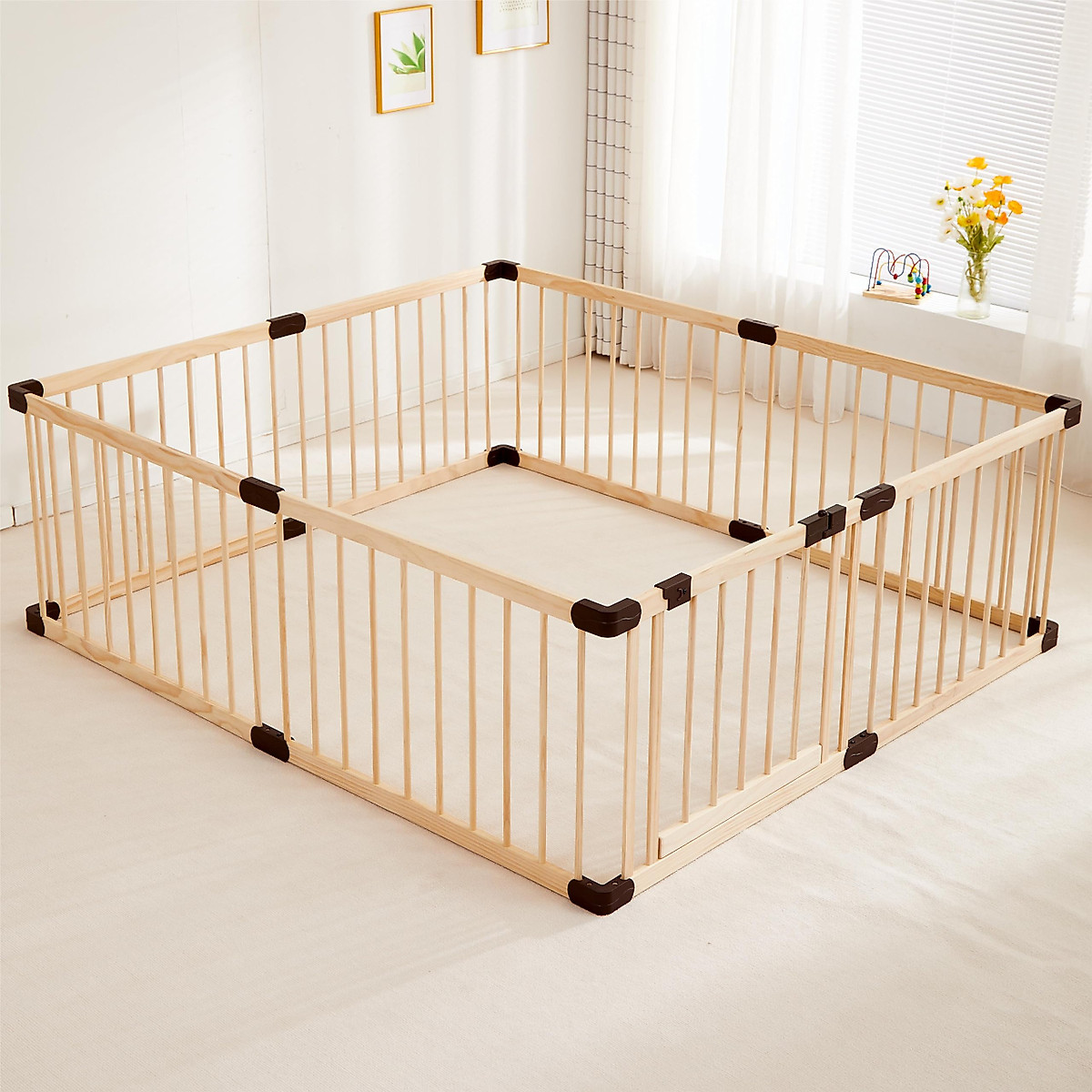 Wooden Baby Playpen,Playpen Play Pens for Babies and Toddlers,Toddler Playpen,Baby Play Fence Yards,Large Baby Playpen Wood (180×240×61 CM)