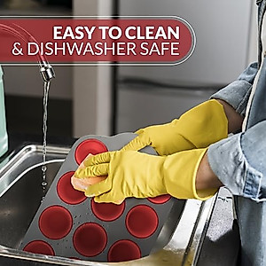 Boxiki Kitchen Non-Stick 12 Cup Silicone Muffin Pan With Steel Frame - BPA Free, Non-Toxic, Anti-Warp, Durable & Easy to Pop Silicone Muffin Tin - Perfect Cupcake Pan