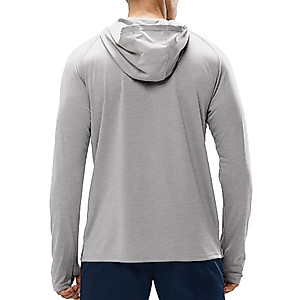 Haimont Men's UPF 50+ Sun Protection Hoodie Shirt Long Sleeve SPF Fishing Outdoor UV Hiking Shirts Lightweight, Light Grey, 3XL