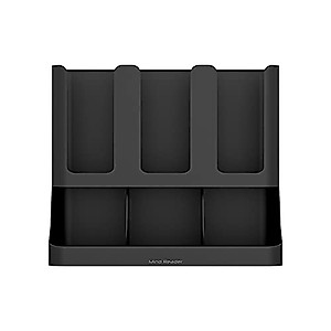 Mind Reader 6 Compartment Upright Breakroom Coffee Condiment and Cup Storage Organizer, Black, 13.5 x 4.30 x 12