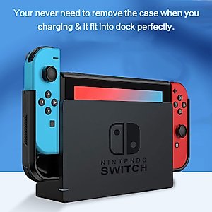 PiMivco Dockable Case for Nintendo Switch 2017,Protective Case Compatible for Nintendo Switch and Joy-Con Controller ,TPU Grip Cover with Shock-Absorption and Anti-Scratch Design(Black)…