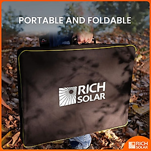 RICH SOLAR 200W Monocrystalline Portable Solar Panel Foldable Suitcase Solar Panel Built-in Kickstand (200W+20A Controller)