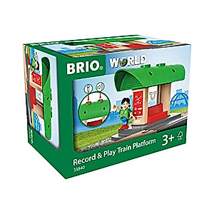 Brio World 33840 - Record & Play Train Station - 2 Piece Wooden Toy Train Accessory for Kids Ages 3 and Up