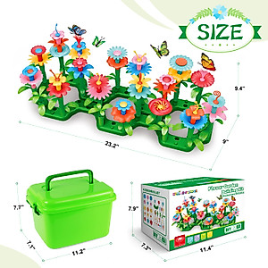 SpringFlower Toys for Girls 3 4 5 6 7 Years Old, Flower Garden Building Kit with Storage case,Educational STEM Toy and Preschool Garden Play Set for Toddlers, 148pcs