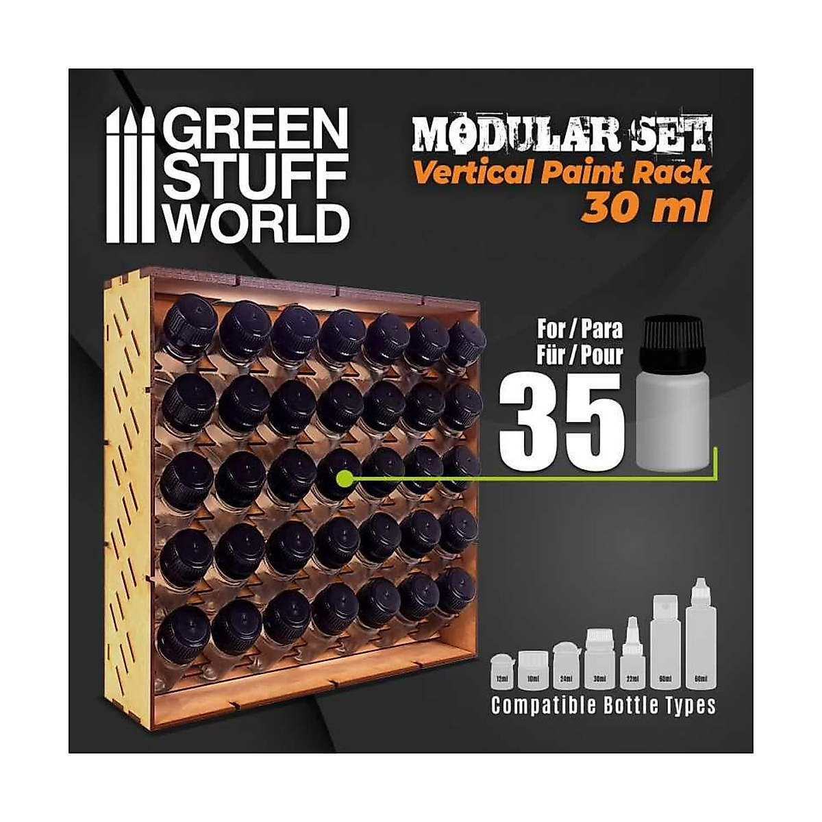 Green Stuff World for Models and Miniatures Vertical Paint Rack for 30ml Bottles 11242