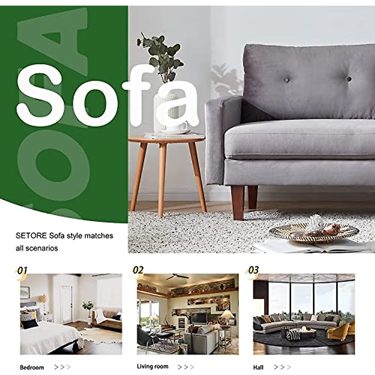 Bettermade Futon Sofa Bed,Couches for Living Room,Velvet Loveseat Sofa for Small Space,Modern Design Couch with Cushions,Tool-Free Installation,Gray