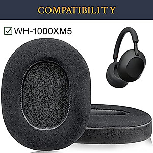 SOULWIT Cooling-Gel Replacement Earpads for Sony WH-1000XM5 (WH1000XM5) Noise Canceling Headphones, Ear Pads Cushions with High-Density Noise Isolation Foam, Added Thickness - Black