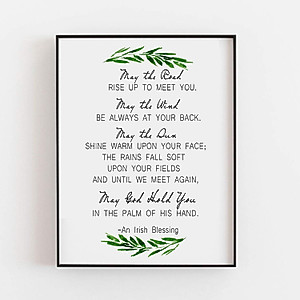 May The Road Rise Up To Meet You, Irish Blessing Print, Irish Prayer, Ireland Gift, Christian Gift, Wedding Gift, Green Wall Art Watercolor 8 x 10 Inches Frame NOT INCLUDED