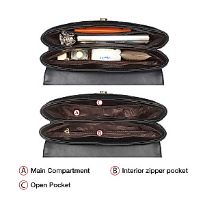 Leather Crossbody Bags for Women, Ladies Top-handle Bags with Shoulder Strap (black)