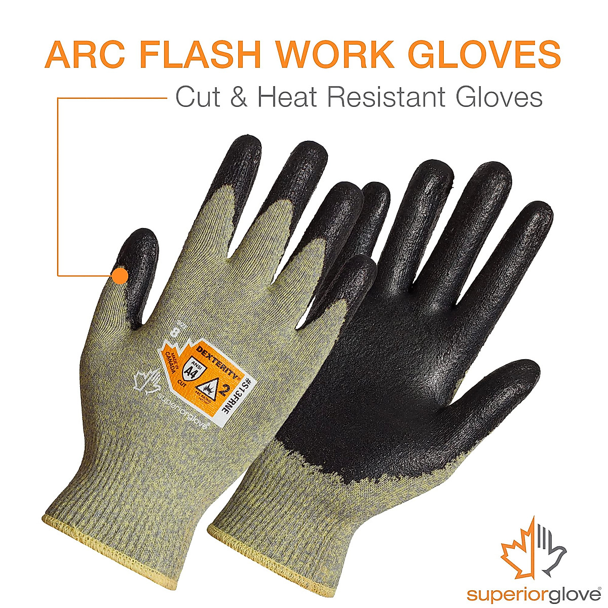 Superior Glove Flame Resistant Arc Flash Glove with Neoprene Palm - Dexterity S13FRNE (1 Pair of Large Gloves)