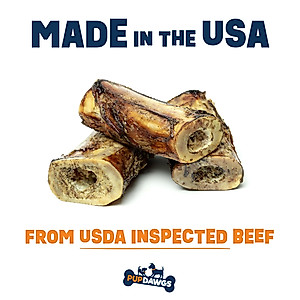 PUPDAWGS Single Ingredient Dog Bones - Made in USA - Beef Shank Bones - (3 Piece Pack)
