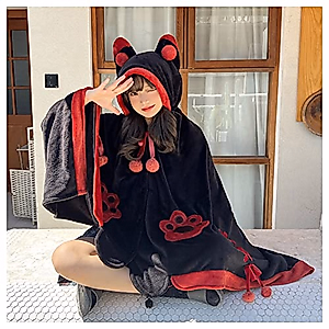 NENAGGE Wearable Blanket Hoodie for Adults Cute Halloween Devil Bat Hooded Blanket Oversized Soft Sherpa Hoodie Women Throw Cloak Wrap with Demon Wings for Women Men Child Student, Free Size,C