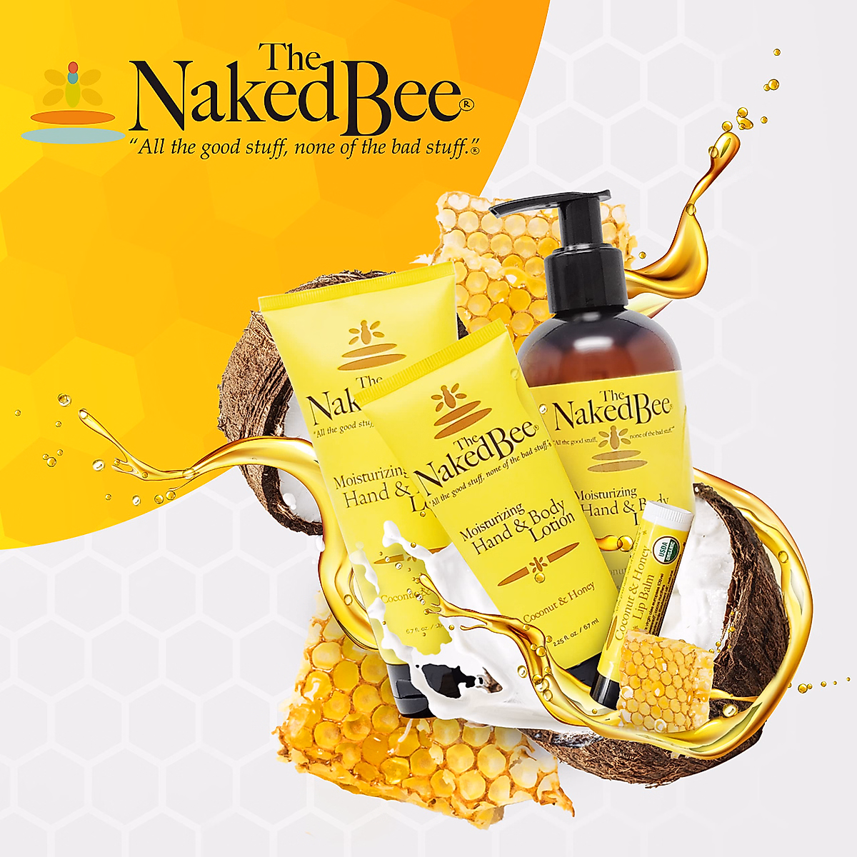 The Naked Bee Orange Blossom Honey, Grapefruit Blossom and Coconut Honey, Hand & Body Lotion (6.7oz) - 3 Pack