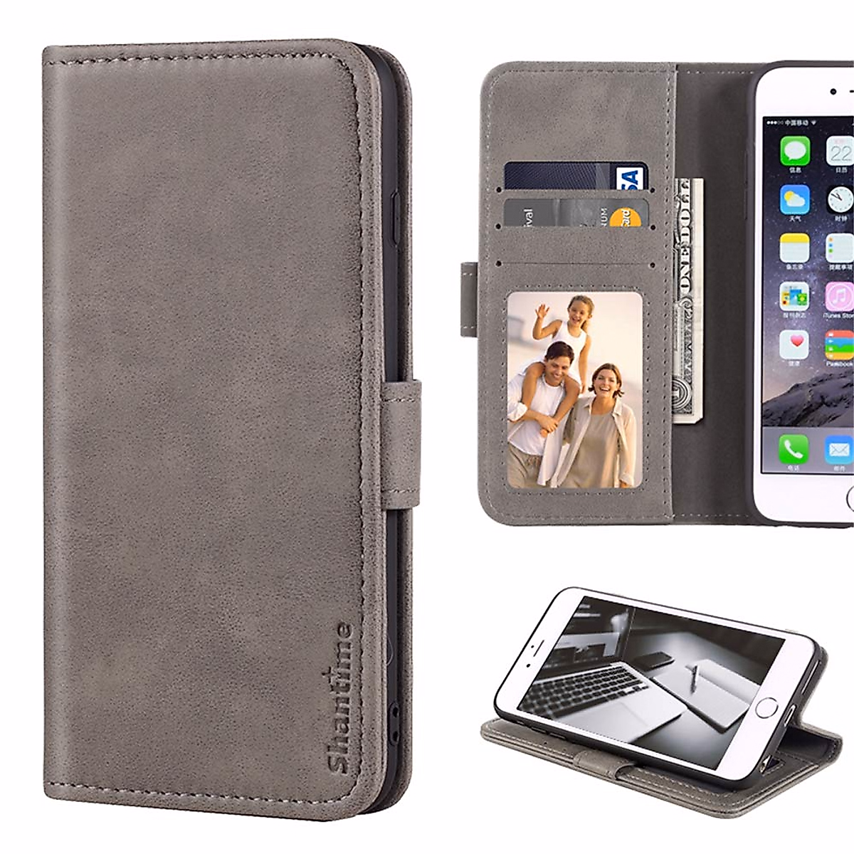 for Gigaset GS5 Case, Leather Wallet Case with Cash & Card Slots Soft TPU Back Cover Magnet Flip Case for Gigaset GS5 Lite (6.3”)