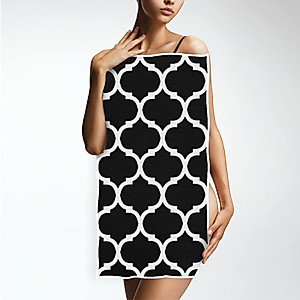 Bath Towels Hand Towels for Bathroom Washcloths Face Cloths Cotton Geometric Moroccan Black Decorative Absorbent Soft 30x15in