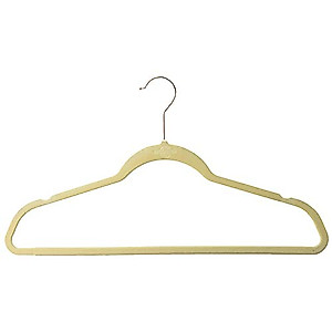 Closet Complete 71634 Supreme Quality, Heavyweight, 85-Gram, Virtually-Unbreakable Velvet, Ultra-Thin, Space Saving, No-Slip Suit Hangers, 360° Spinning Rose Gold Hooks, 50, Ivory, 50 Count