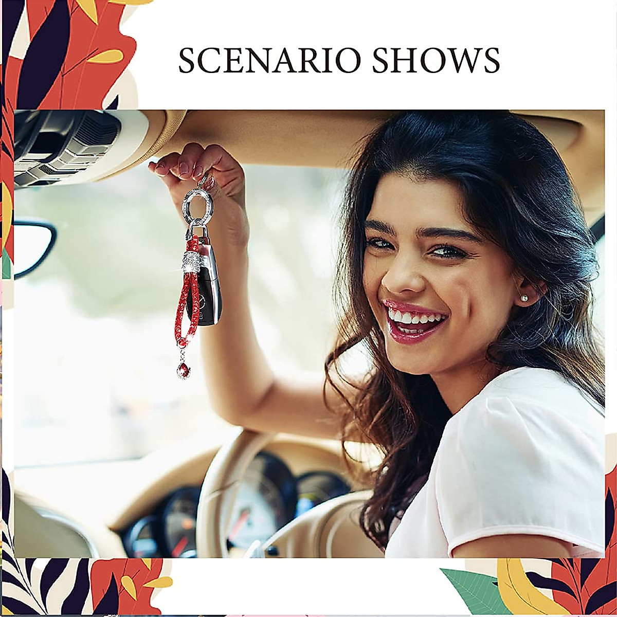 Bling Crystal Car Keychain for Women, Keychain Accessories With Bling Rhinestones, Fashionable Car Key Chain for Car Keys for Honda/MercedesBenz/Audi/BMW/Hyundai/Nissan/Mazda/Chvey/Toyota (Red)