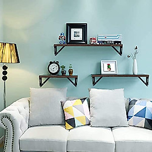 VECELO Floating Shelves, 3 Sets of Wall Mounted Shelf for Bathroom Decor, Bedroom, Living Room and Plants - Classic Brown