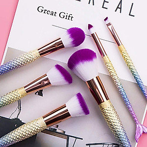 6 Pieces Mermaid Makeup Brush Set Lovely Makeup Brush Kit for Girls Portable Beauty Cosmetic Tools Women Cosmetic Concealer Brush