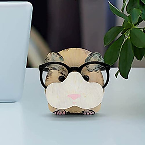 RUIHAOCH Creative Animal Glasses Holder for Kids Cute Handmade Wood Carved Animal Eyeglass Holder Display Stand, Christmas New Year Gift Home Office Desktop Decor (O)