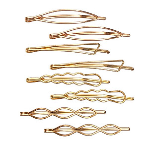 Messen Hair Pins Set Geometric Hair Clips Metal Hairpin Minimalist Hair Styling Jewelry Hair Clamps Accessories Barrettes Gold Bobby Pin for Girl Women (8 Pieces,Style 7)