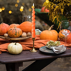 4 Pcs Spiral Taper Candles Handmade Twisted Long Candle Spiral Candle Stick Candles Twisted Candles Wax Unscented Dinner Candle for Halloween Christmas Holiday Wedding Birthday Gift(Orange)