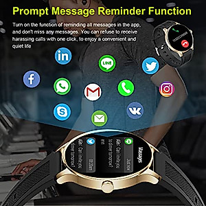 LiveGo Smart Watch for Men Women, 2023 1.3" IP68 Waterproof Smartwatch for Android Phones Compatible iOS iPhone, Activity Fitness Tracker with Heart Rate Blood Pressure Oxygen Sleep Monitor, Gold