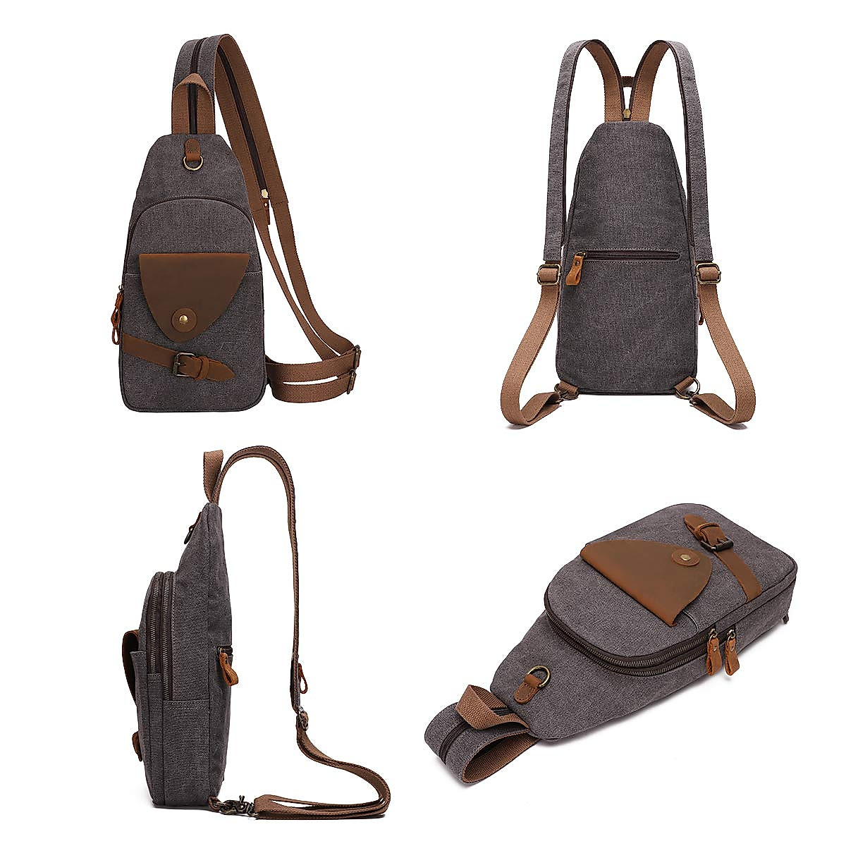 KL928 Canvas Sling Bag Crossbody Backpack Shoulder Casual Rucksack for Men Women