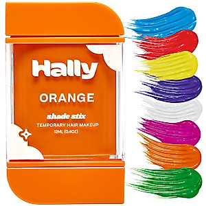 HALLY Shade Stix | Orange | Temporary Hair Color for Kids & Adults | Ditch Messy Hair Spray Paint Chalk Wax & Gel | One-Day Wash-Out Hair Dye | Washable Safe | Orange Hair Makeup for Boys Girls