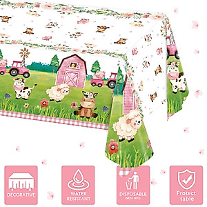 Oigco 3Pcs Farm Animal Birthday Party Tablecloth Disposable Farm House Barnyard Theme Party Supplies Covers for Girls' Birthday Decorations, 54 x 108 Inches