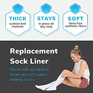 BraceAbility Replacement Sock Liner for Orthopedic Walking Boots - Medical Tube Cast Socks to Wear Under Aircast Cam Walkers and Leg or Foot Fracture Boot for Men and Women (Pack of 2)