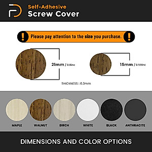 Furndiy 7/8" - 21mm 36 Pcs White Self-Adhesive Screw Cover Caps - Screw Hiding - Screw Hole Cover Caps - Nail Cover - Screw Hole Stickers - Based in USA