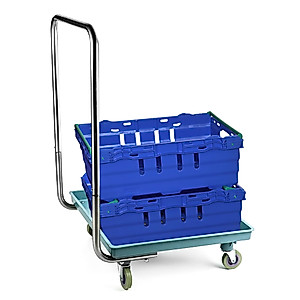 QWORK Warewashing Rack Dolly, 2 Pack, 21.26" x 21.26" x 34.65", 200 Lbs Load Capacity, with Detachable Handle and 4 Swivel Casters, 1 Pack