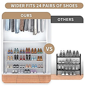 Dicasser 3-Tier Long Shoe Rack Organizer Extra Large Capacity for 24 Pairs,White