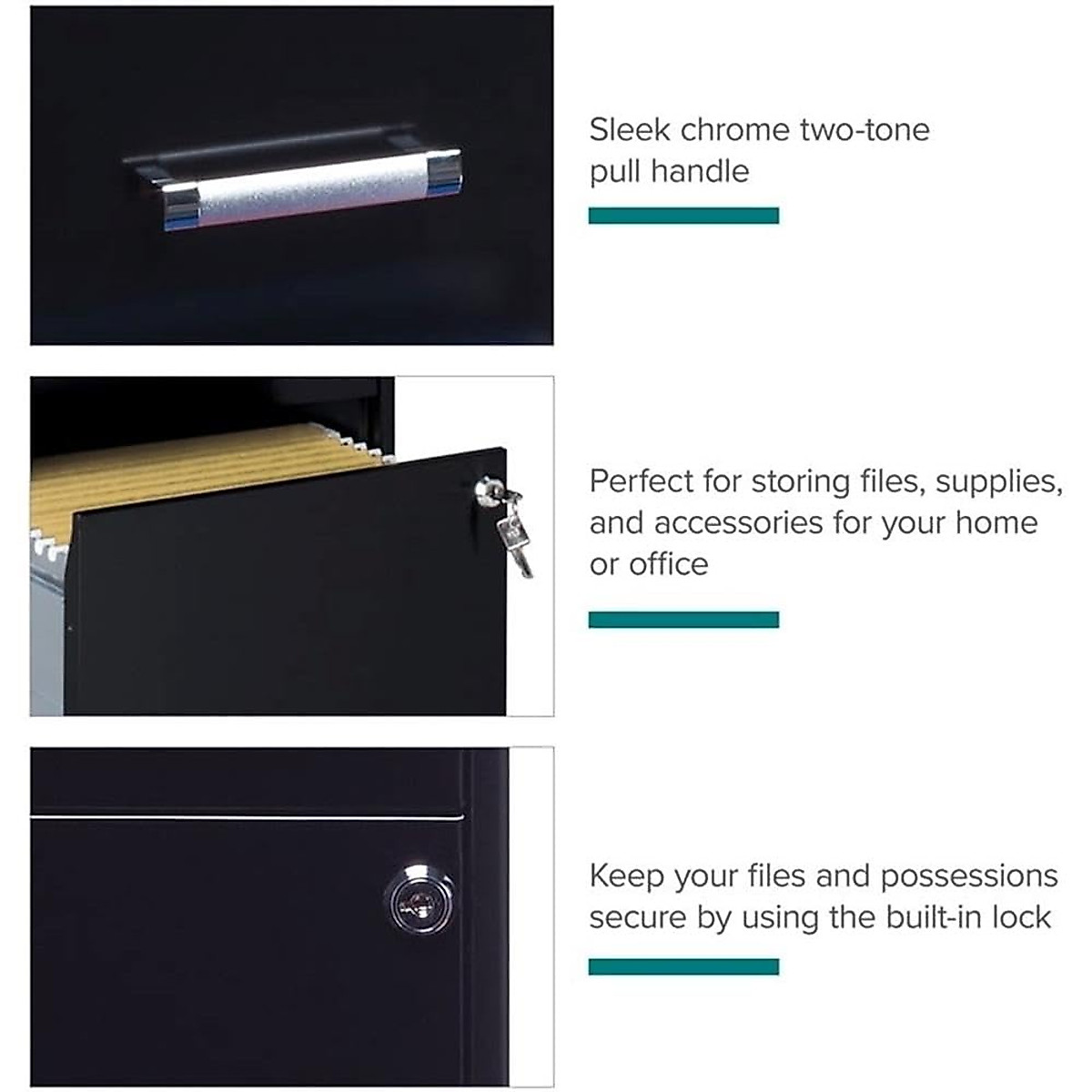 Scranton & Co 18" 4 Drawer Metal Letter File Cabinet in Black