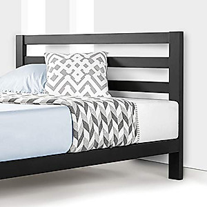 Mellow 10 inch Heavy Duty Metal Platform Bed W/Headboard/Wooden Slat Support/Mattress Foundation (No Box Spring Needed), King, Black