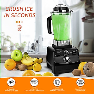 Bemkop Commercial Blender-Professional Countertop Blender with Timer,64oz-Heavy Duty Blender and Food Processor for Smoothies,Ice Crush,Frozen Drinks
