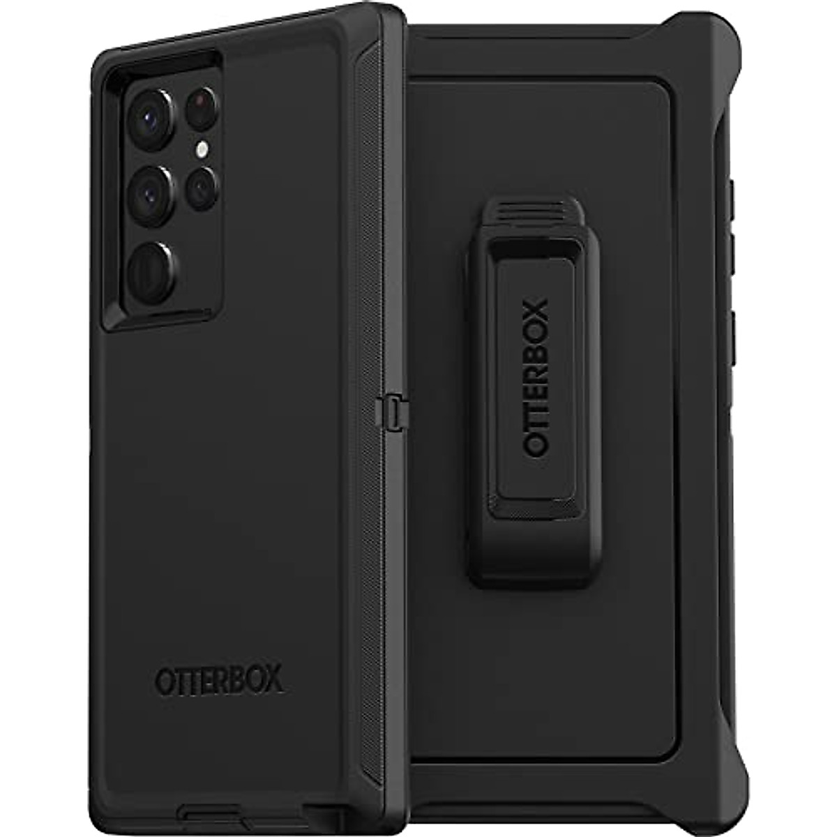 OtterBox Galaxy S22 Ultra Defender Series Case - BLACK, Rugged & Durable, with Port Protection, Includes Holster Clip Kickstand